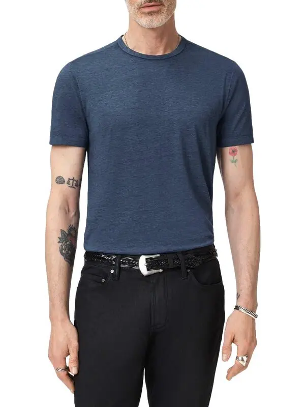John Varvatos Bale Burnout Crewneck T-shirt - Oiled Blue