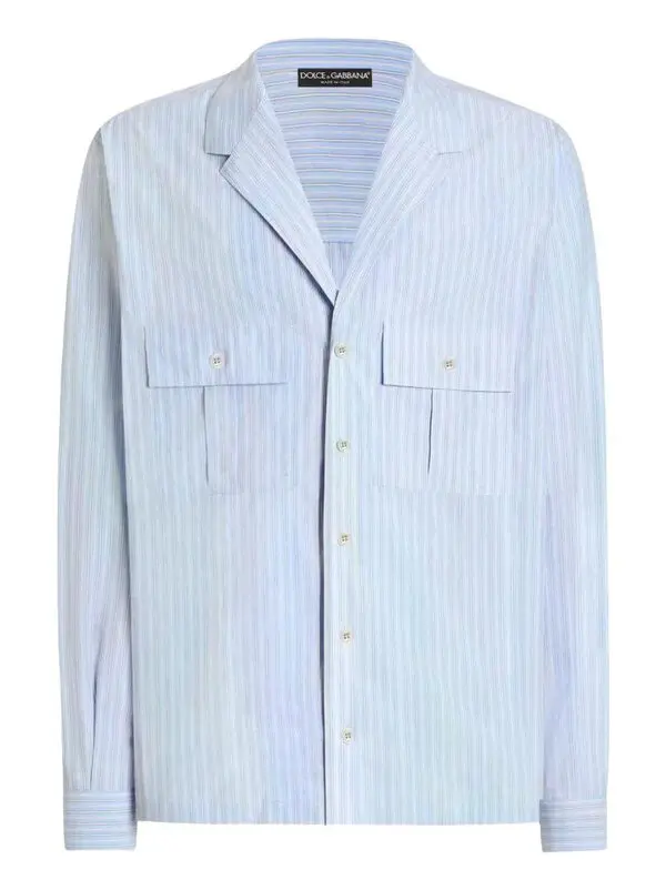 Dolce & Gabbana Martini Striped Cotton Shirt - Blue