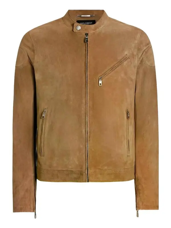 Dolce & Gabbana Zip Suede Jacket - Brown