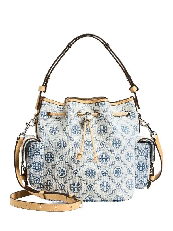 Tory Burch T Monogram Denim Bucket Bag - Powder Blue