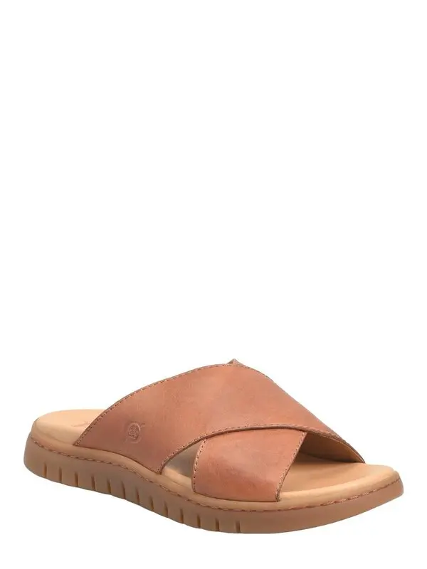 BØRN Dia Slide Sandal - Brown Leather