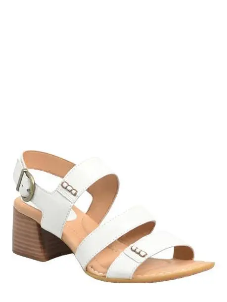 BØRN Secan Block Heel Sandal - White Leather