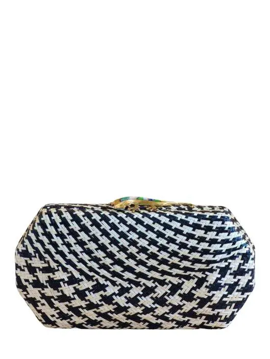 LIKHA Houndstooth Octagon Clutch - Black