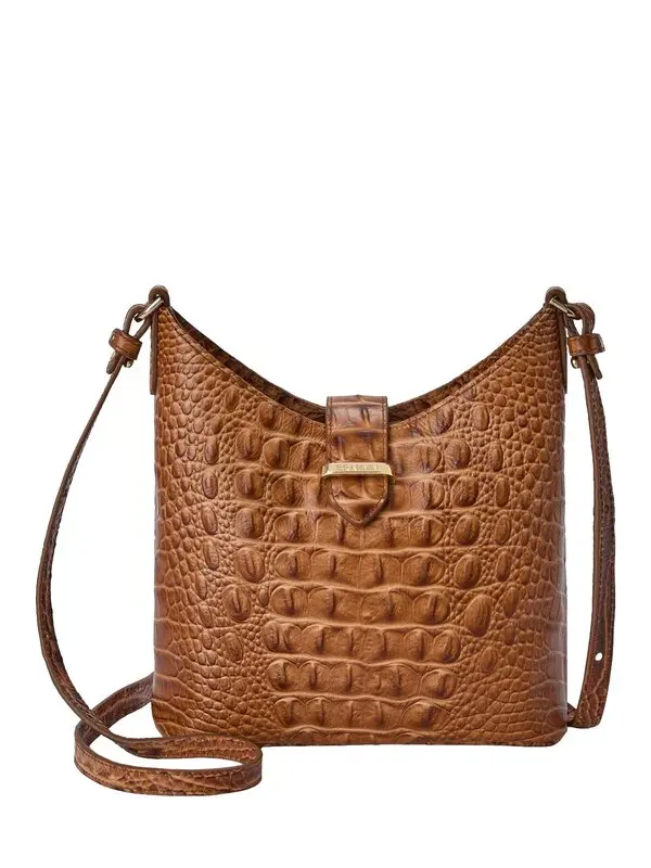 Brahmin Small Croc Embossed Leather Crossbody Bag - Cinnamon