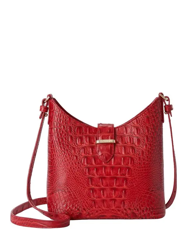 Brahmin Small Croc Embossed Leather Crossbody Bag - Salsa