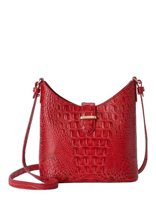 Brahmin Small Croc Embossed Leather Crossbody Bag - Salsa