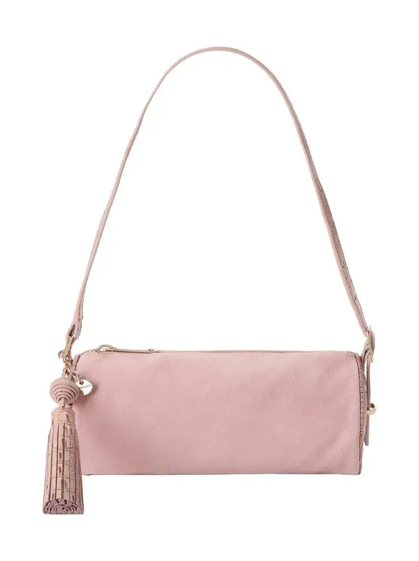 Brahmin Billie Croc Embossed Leather Barrel Bag - Blush
