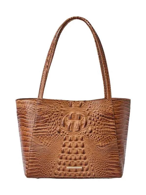 Brahmin Mona Croc Embossed Leather Tote - Cinnamon