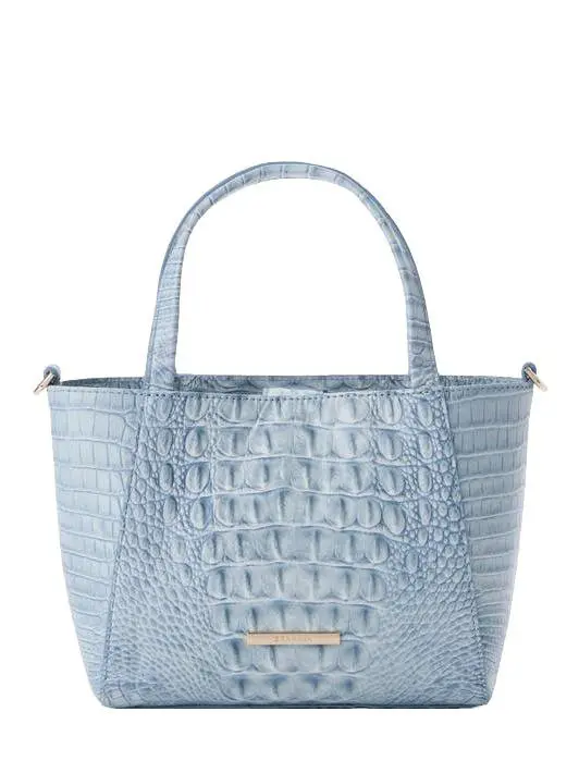 Brahmin Croc Embossed Leather Top Handle Bag - Stonewash