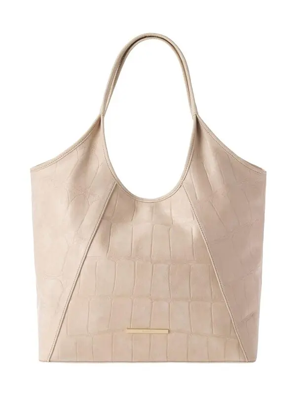 Brahmin Iona Croc Embossed Leather Tote - Beige