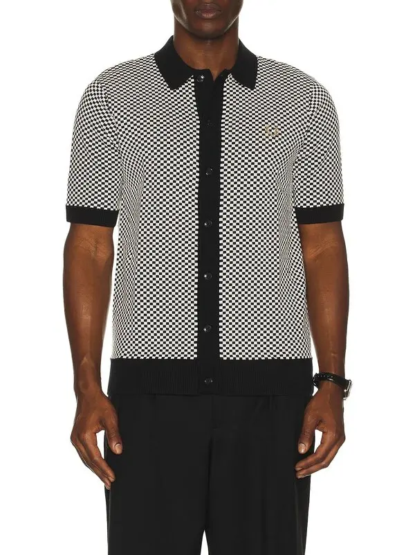 Fred Perry Chequrboard Button Thru Shirt - Black