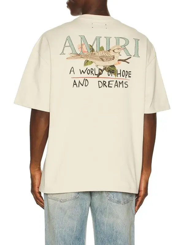 Amiri Hope And Dreams Oversized Tee In Beige - Alabaster