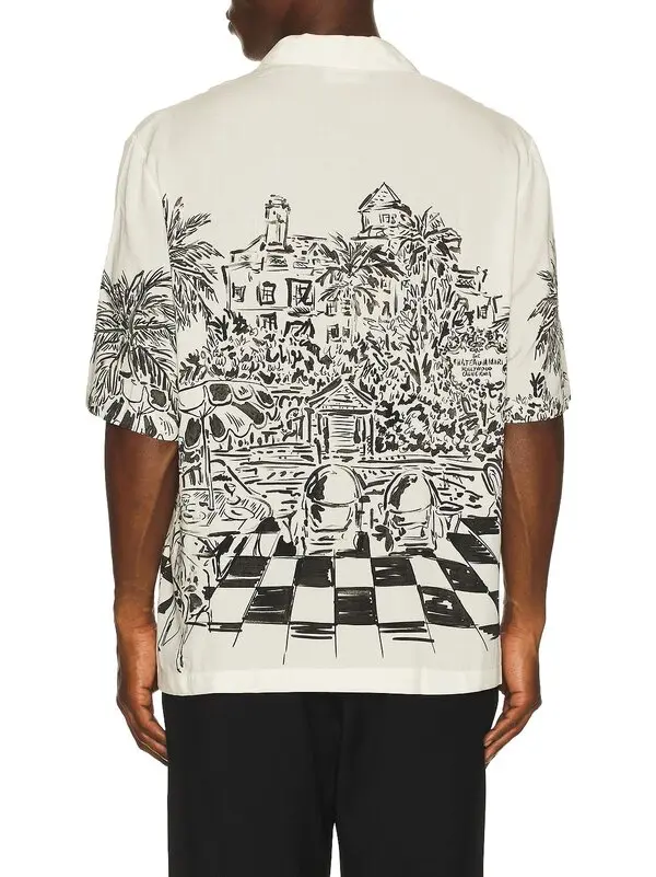 Amiri Chateau Sketch Camp Shirt In Cream - Ivory
