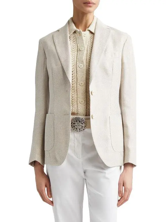 Eleventy Tailored Silk-blend Jacket - 02 Sand