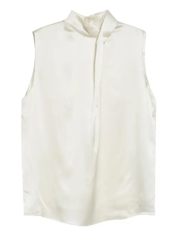 Eleventy Twist Mock Neck Sleeveless Top - Ivory