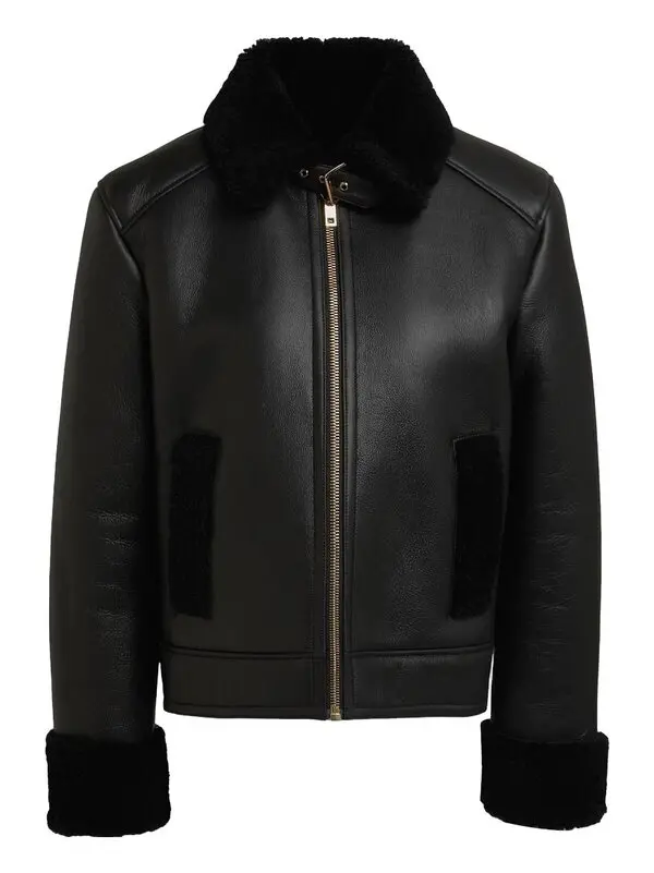 Bally Shearling-trimmed Leather Jacket - Black