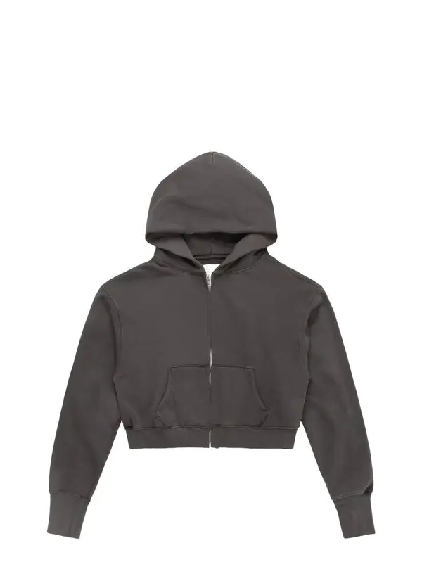 LES TIEN Cropped Zip Up Hoodie - Black