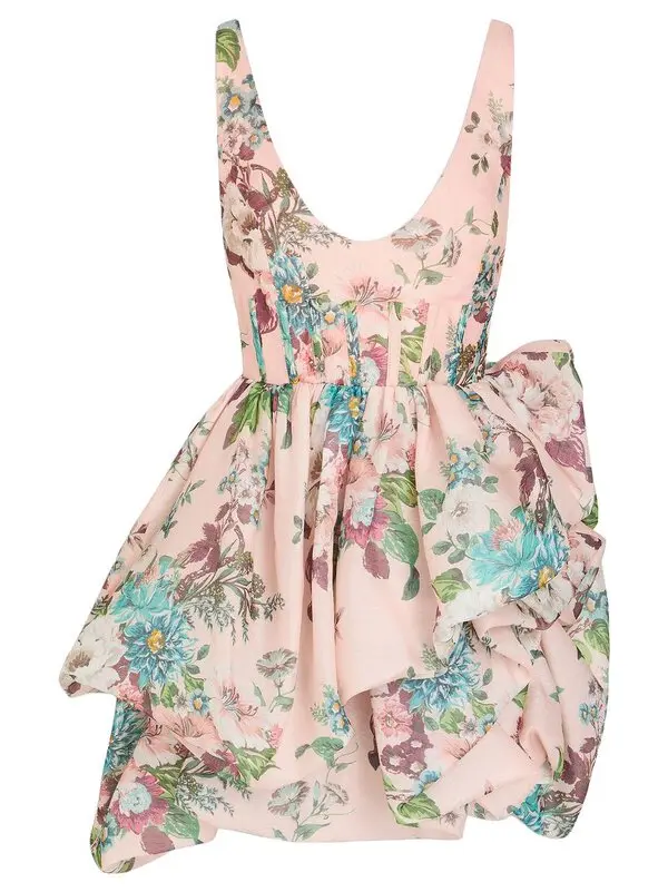 Zimmermann Draped Floral-print Mini Dress - Baby Pink
