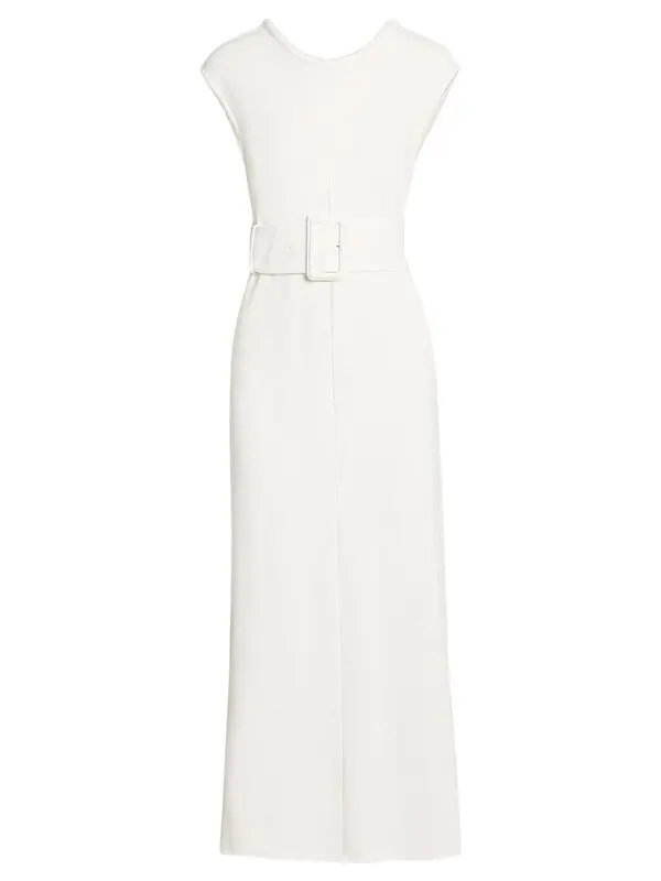 Another Tomorrow Belted Crepe Maxi Dress - White