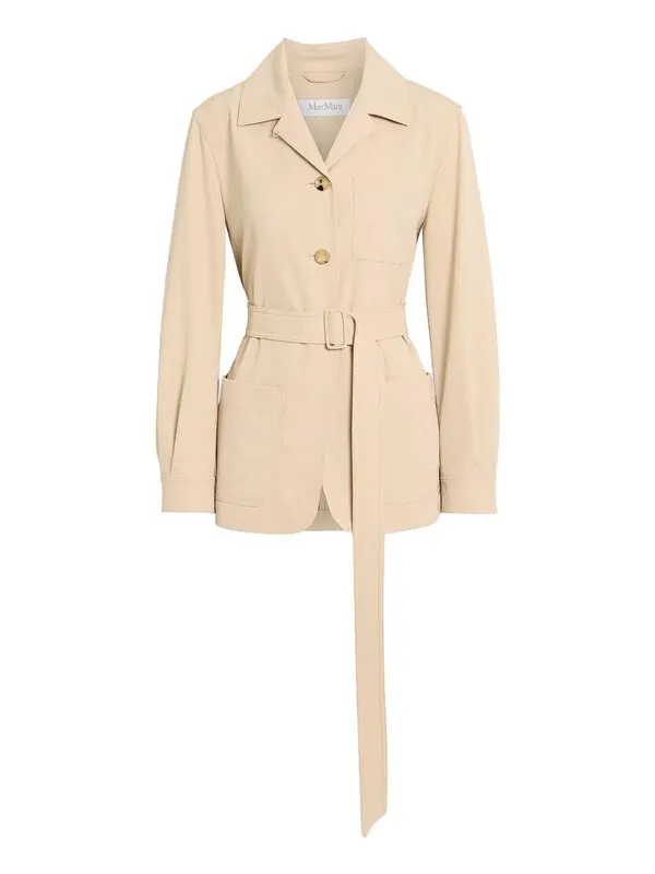 Max Mara Pulvino Belted Wool-twill Jacket - Beige
