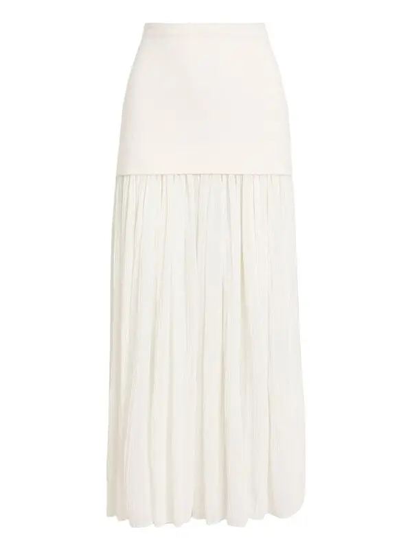 Proenza Schouler Bouclé-knit And Plissé-chiffon Maxi Skirt - Ivory