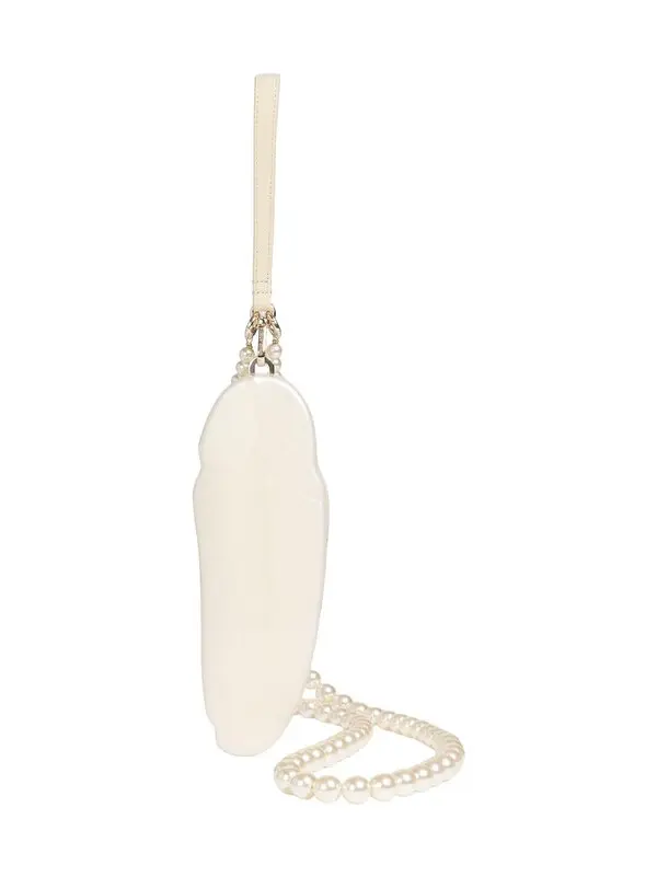 Simone Rocha Feather Faux Pearl-embellished Clutch - Ecru