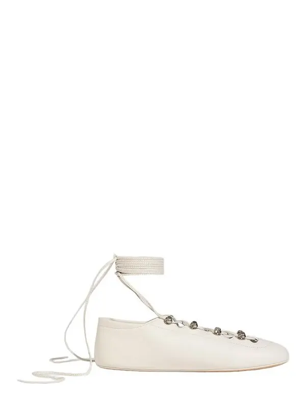 Alexander Wang Vyolette Lace-up Leather Ballet Flats - Off-white
