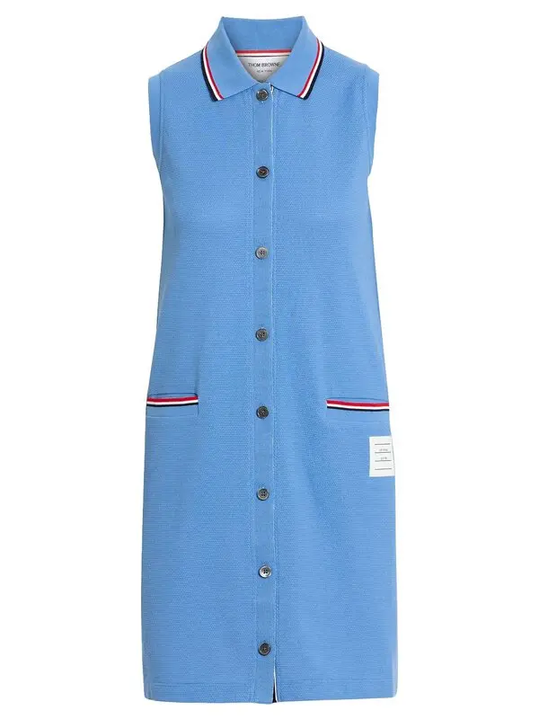 Thom Browne Cotton-piqué Mini Shirt Dress - Blue