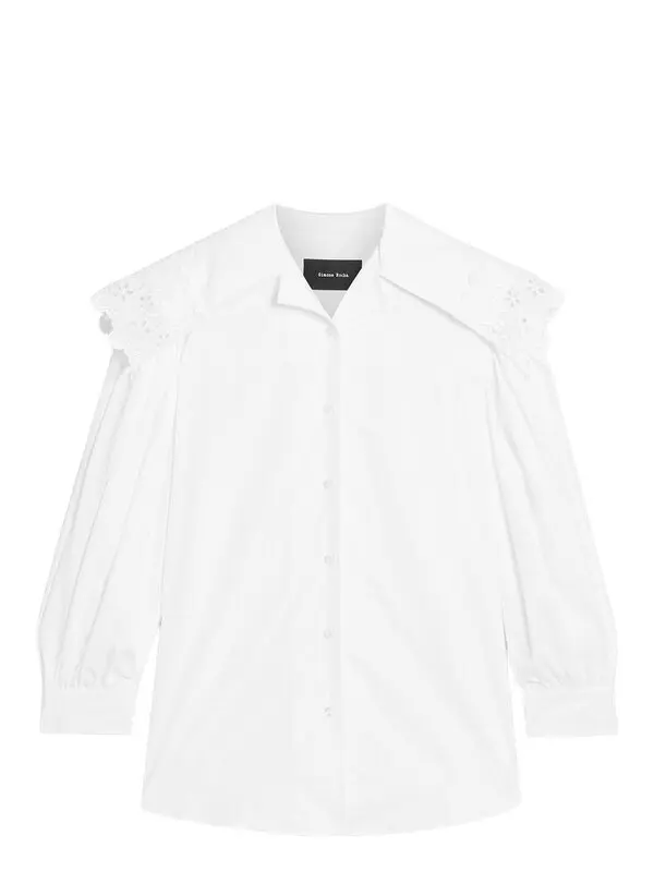 Simone Rocha Broderie Anglaise-trimmed Cotton-poplin Shirt - White