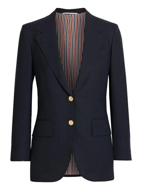 Thom Browne Grain De Poudre Wool Blazer - Navy
