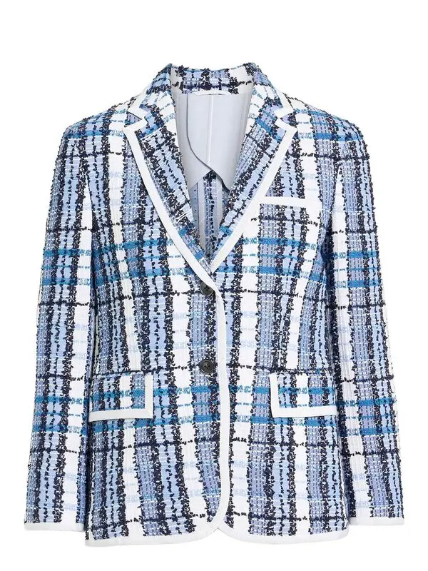 Thom Browne Checked Cotton-blend Tweed Blazer - Light Blue
