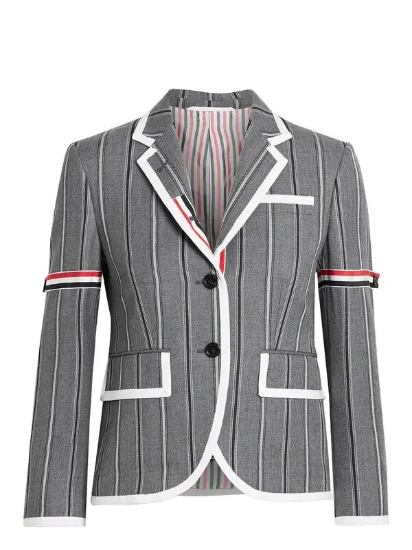 Thom Browne Striped Wool-twill Blazer - Gray