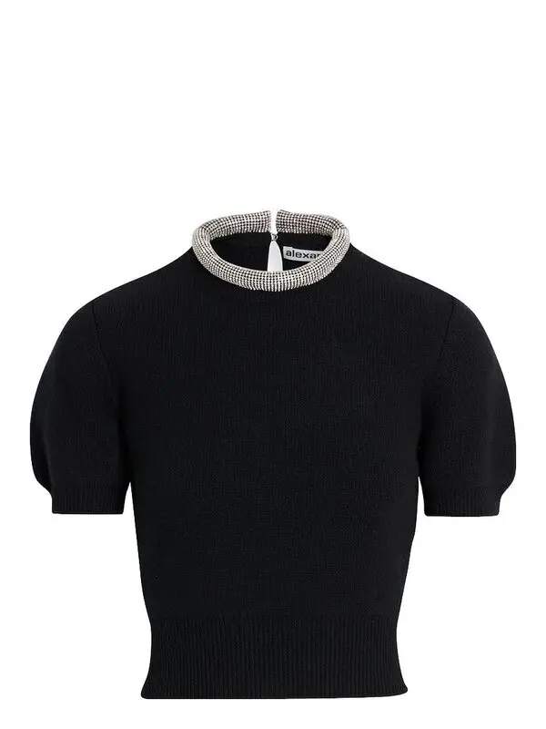 Alexander Wang Crystal-embellished Wool-blend Top - Black