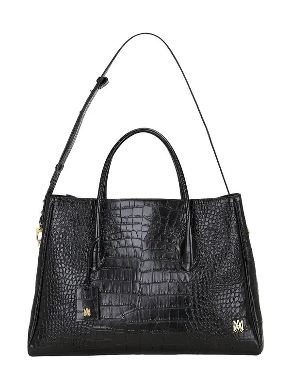 Amiri Embossed Croc 50 Tote - Black