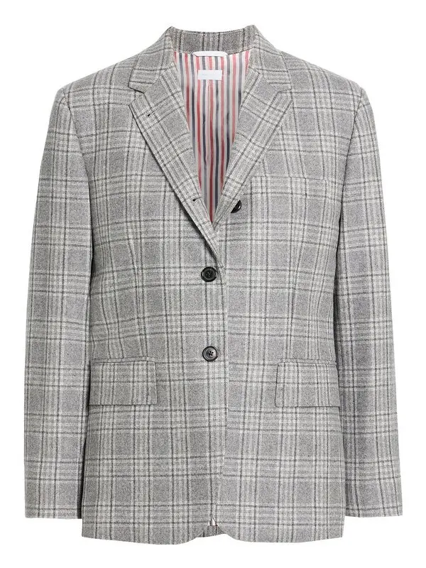 Thom Browne Checked Wool And Cashmere-blend Tweed Blazer - Gray