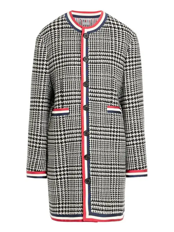 Thom Browne Prince Of Wales Checked Cashmere Coat - Black