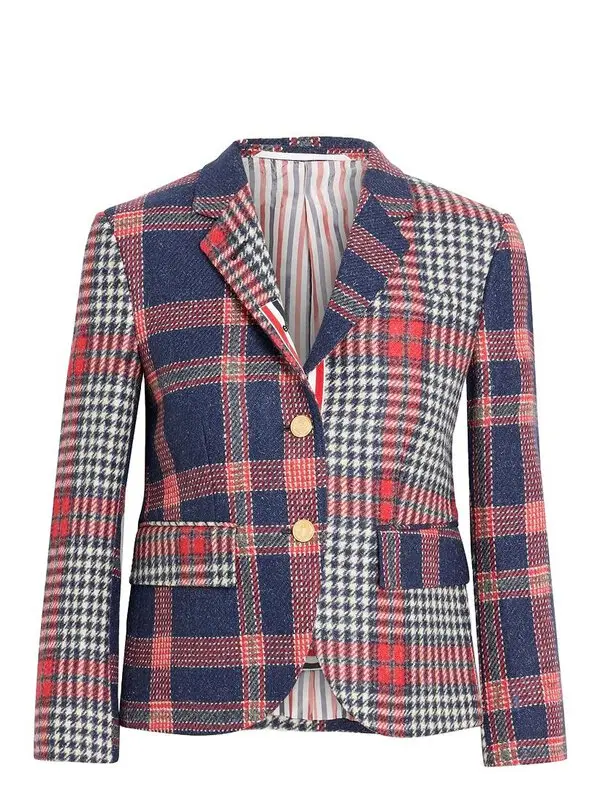Thom Browne Checked Wool Blazer - Navy