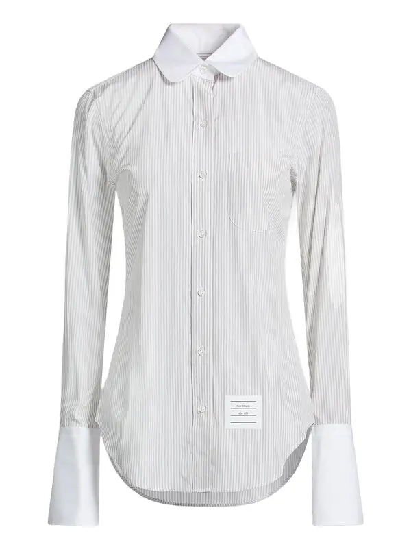 Thom Browne Striped Silk And Cotton-blend Shirt - Gray