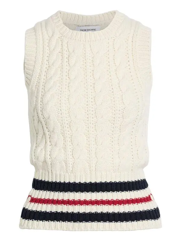 Thom Browne Cableknit Cashmere Vest - Ivory