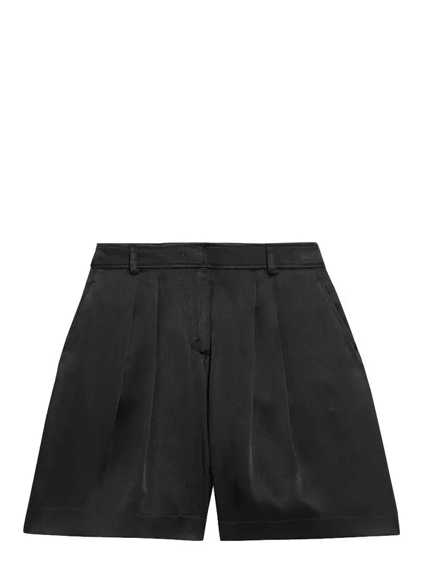 Alberta Ferretti Pleated Satin-crepe Shorts - Black