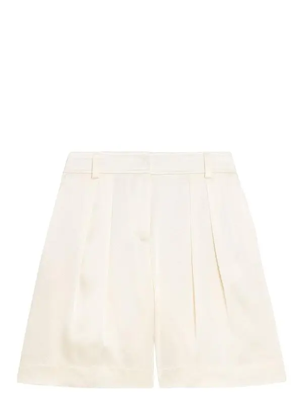 Alberta Ferretti Pleated Satin-crepe Shorts - Cream