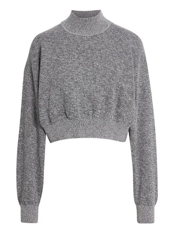Alexander Wang Cropped Cotton And Wool-blend Turtleneck Sweater - Gray