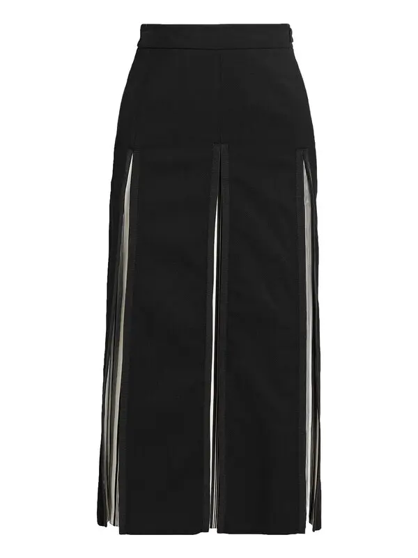 Thom Browne Pleated Striped Wool-piqué Midi Skirt - Black