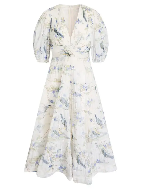 Zimmermann Tiered Plissé-organza Midi Dress - Ecru