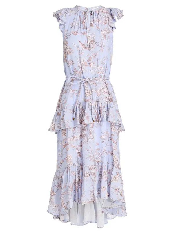 Zimmermann Floral-print Crepe Midi Dress - Light Blue