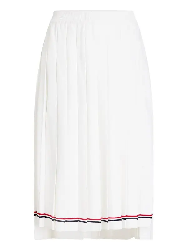 Thom Browne Pleated Striped Stretch-knit Skirt - White