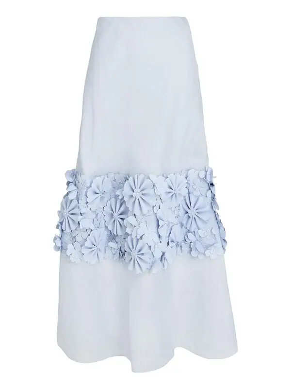 Zimmermann Floral-print Linen And Silk-blend Maxi Skirt - Light Blue