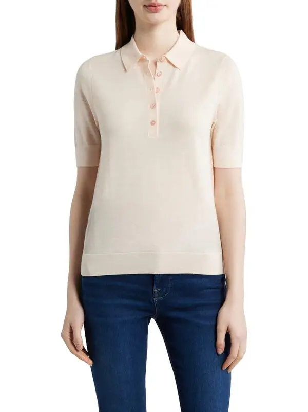 BOSS Fidenka Merino Wool Polo - Soft Pearl