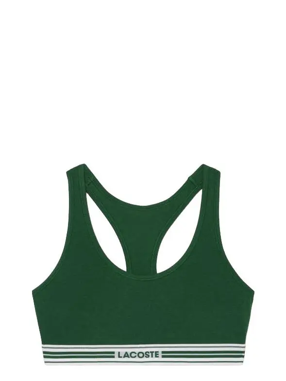 Lacoste Racerback Padded Stretch Cotton Bralette - Green