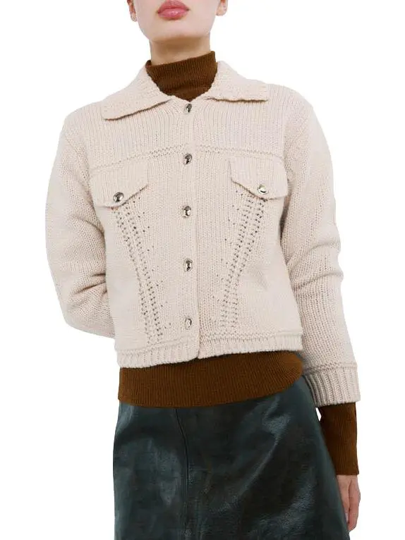 Mango Faceted Button Cardigan - Sand